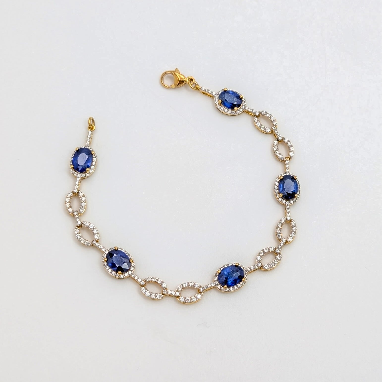 Blue Sapphire & White Topaz Bracelet in Gold Over Sterling Silver ...